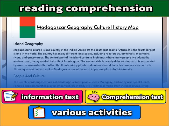 Madagascar Geography Culture History Map- Reading Comprehension ...