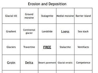 "Erosion and Deposition" Bingo set for an Earth Science Course ...