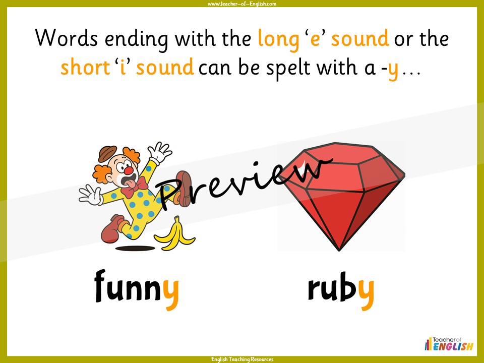 Words Ending -y - Year 1 Spelling | Teaching Resources