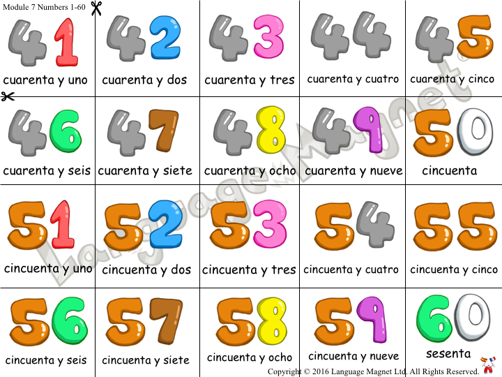 Spanish Numbers 0 to 60 | Teaching Resources