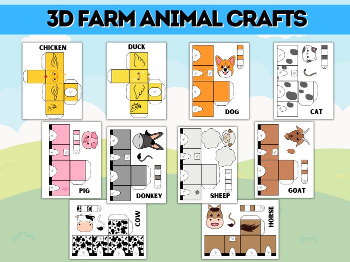 3D Farm Animals Crafts | Teaching Resources