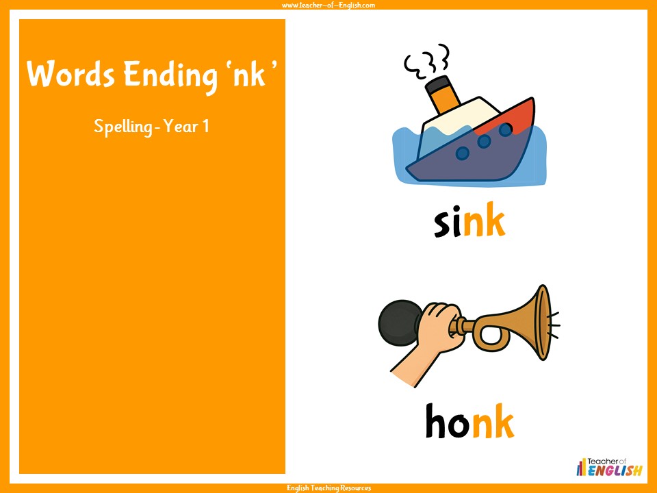 Words Ending nk - Year 1 Spelling | Teaching Resources