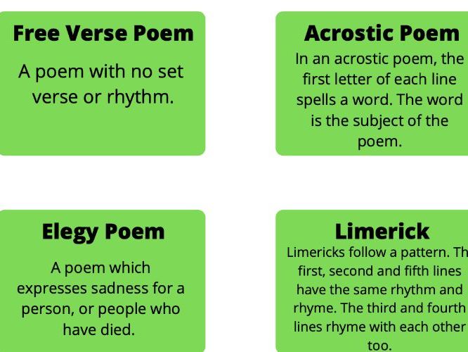Types Of Poems Teaching Resources Types Of Poems Teaching Resources