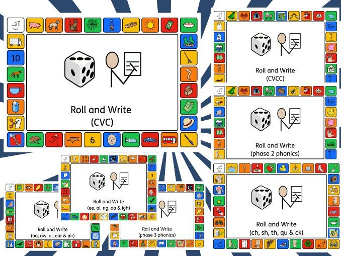 Roll and Write game mats | phonics phase 2 & 3 | Teaching Resources