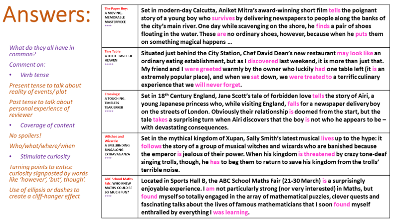 HOW TO WRITE A REVIEW IGCSE English As A Second Language No prep 
