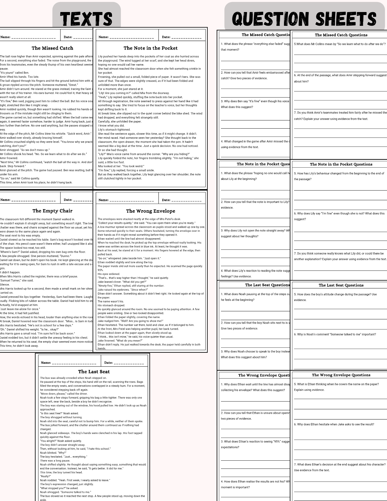 Year 5/6 Inference Reading Comprehension | Content Domain 2d | 5 ...
