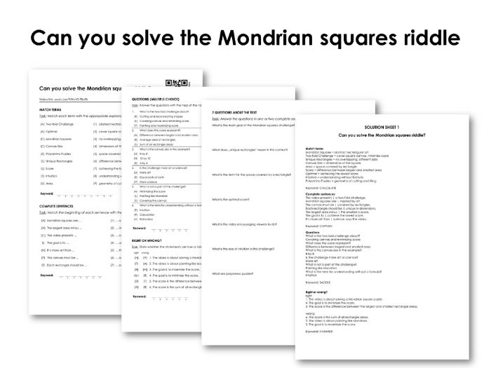 Can you solve the Mondrian squares riddle | Teaching Resources