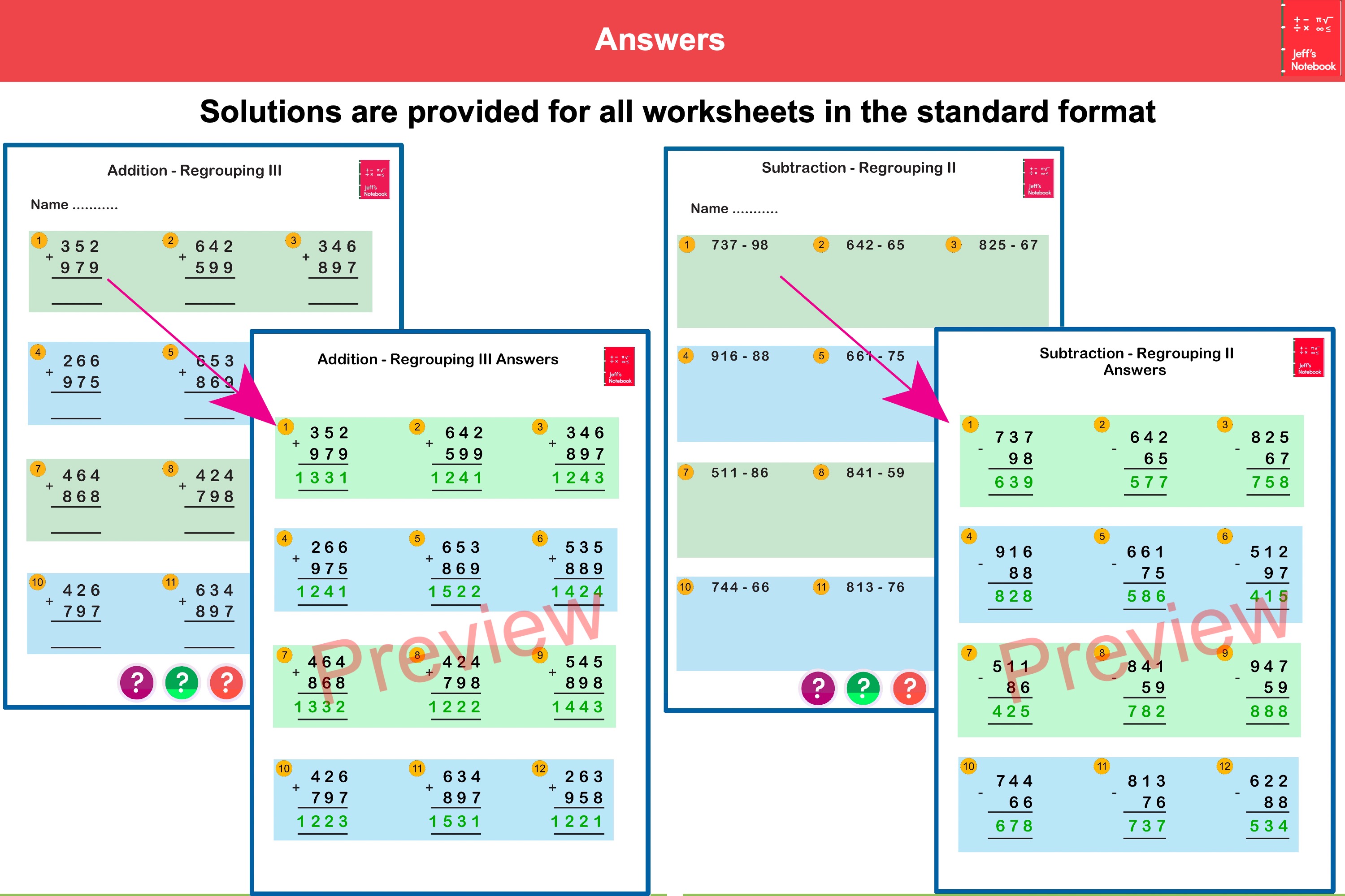 Add And Subtract 3 Digit Numbers With Without Regrouping Teaching
