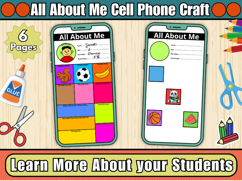 All About Me Cell Phone Craft-Fun First Week Back to School Art-Goal ...