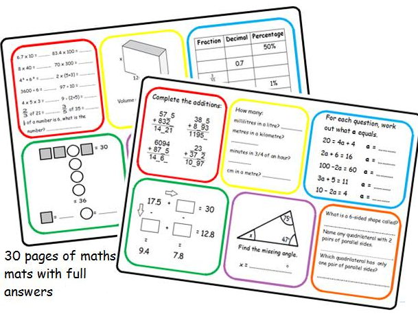 Y5 6 Maths Recap Sheets X 30 With Answers Teaching Resources