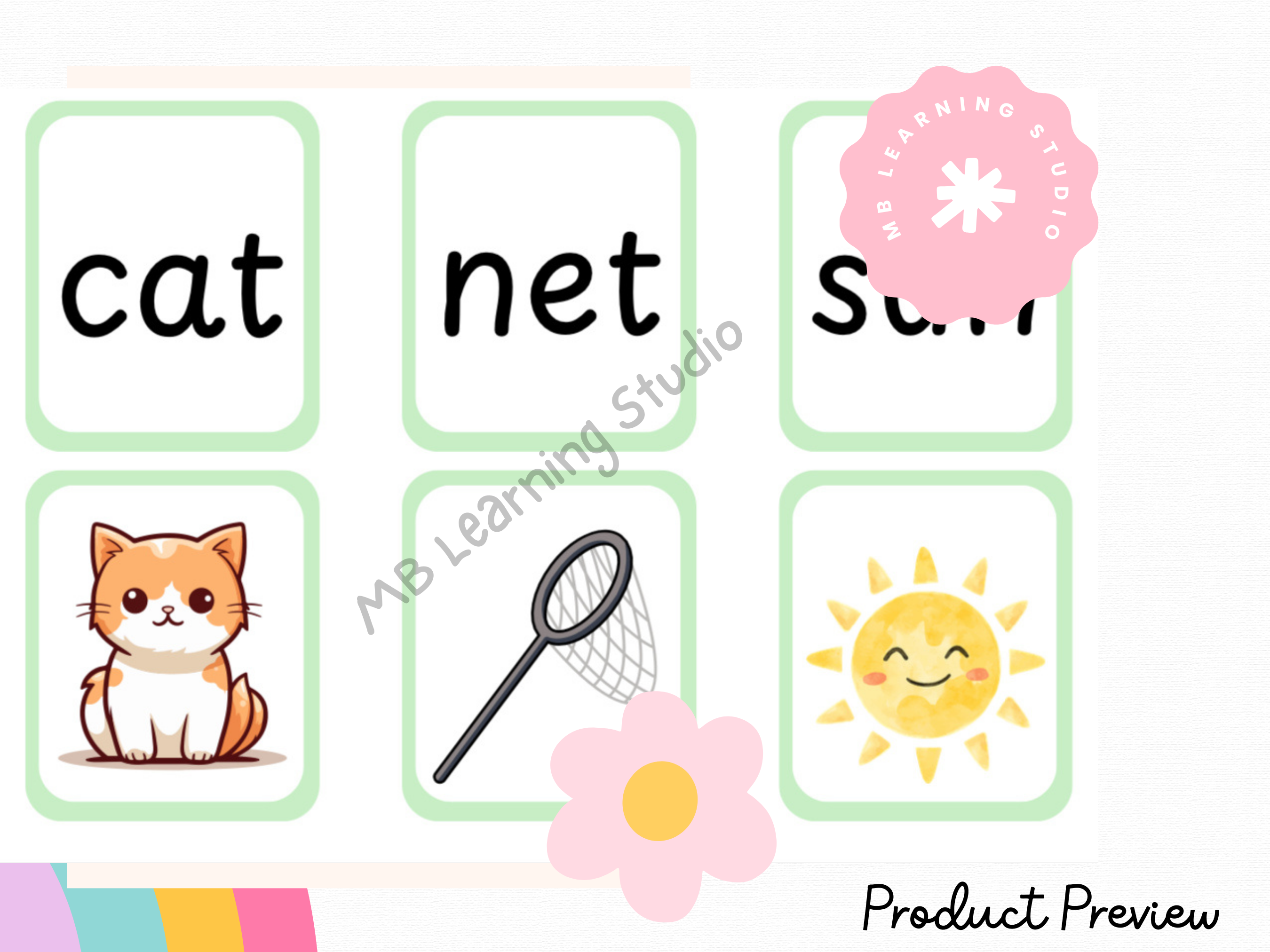 Phase 2 CVC Word and Picture Matching Flashcards – Phonics Pairs ...