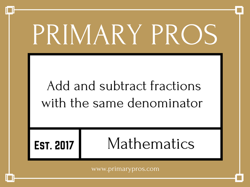 Add And Subtract Fractions With The Same Denominator Teaching Resources
