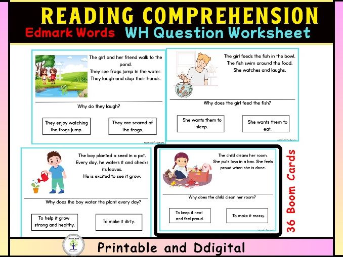 Reading Comprehension Worksheets for Non Verbal Autism | Edmark ...