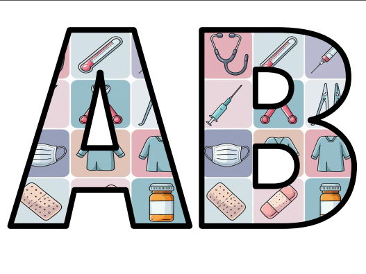 Hospital Tools Doctors Nurses AandE Lettering Set Display Title Letters ...