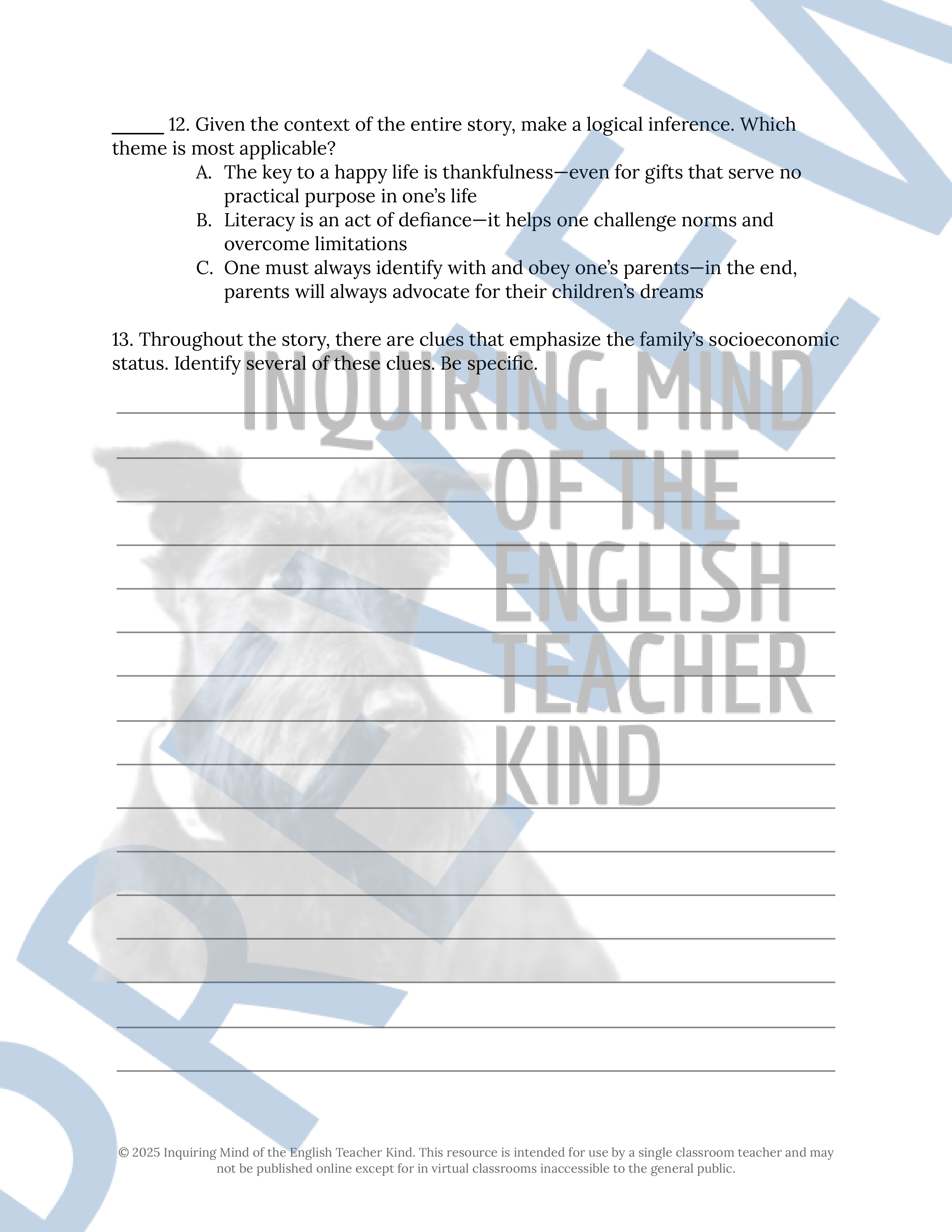 "Three Wise Guys" by Sandra Cisneros Analysis Worksheet | Christmas ...