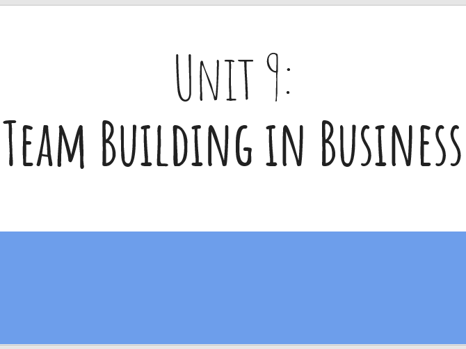 Unit 9 (Team Building in Business) - Learning Aim A (Powerpoint and ...
