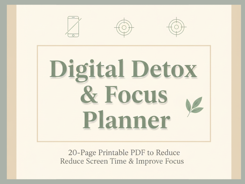 Digital Detox & Focus Planner – 20 Pages | Teaching Resources