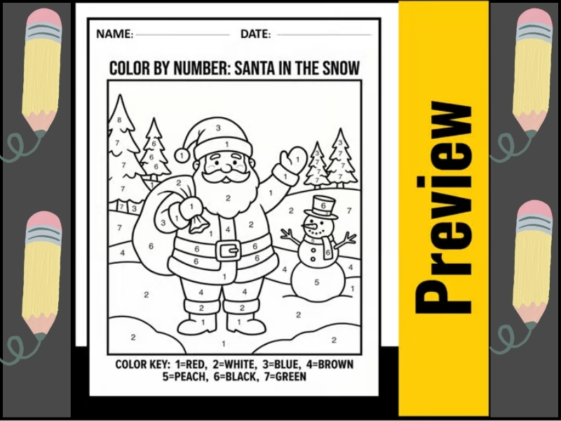 Christmas Santa Number Coloring Fun | Teaching Resources