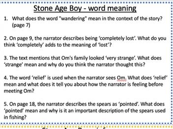 Stone Age Boy Guided Reading Questions | Teaching Resources