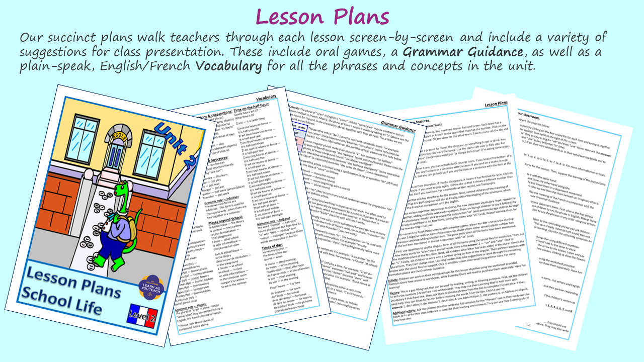 KS2 FRENCH: YEAR 4 UNIT - SCHOOL LIFE | Teaching Resources