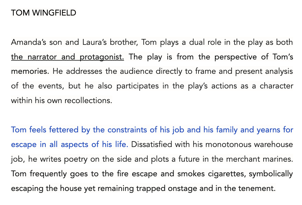 The Glass Menagerie: Character Revision | Teaching Resources