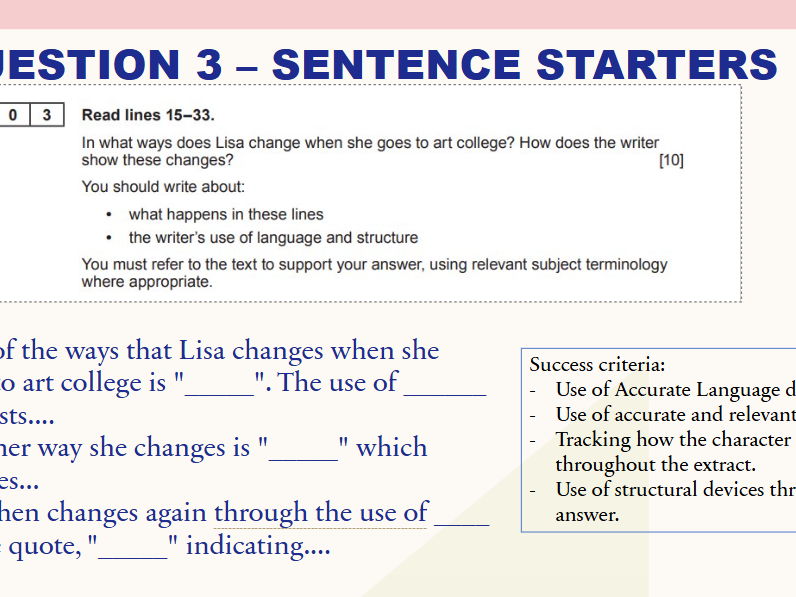 EDUQAS - Paper 1 Q3 and Q4 | Teaching Resources