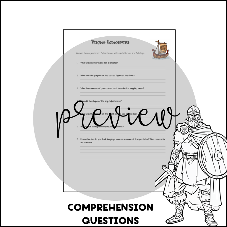 Viking Longships Comprehension Activity | Primary History & Literacy ...