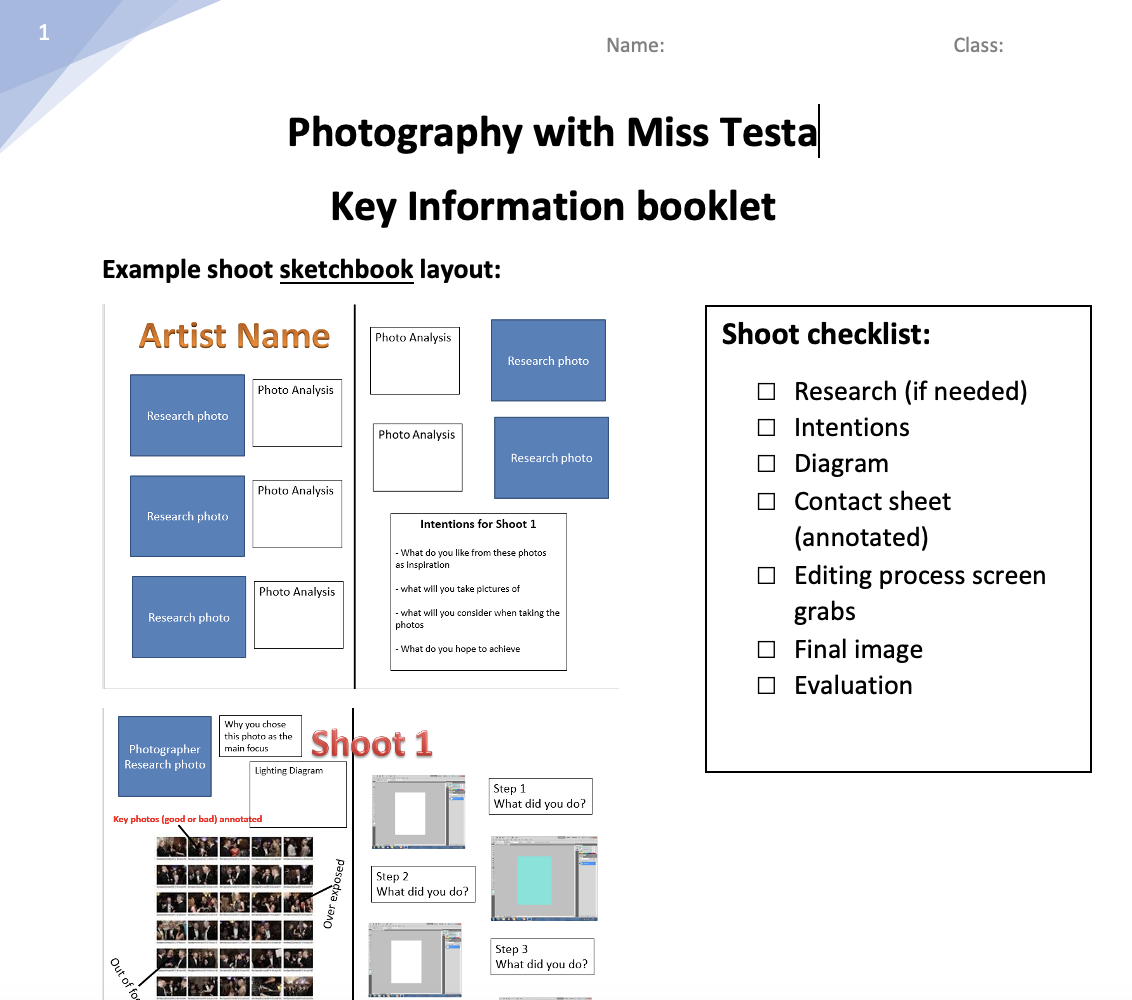 GCSE Photography Booklet - VERY USEFUL INFO | Teaching Resources