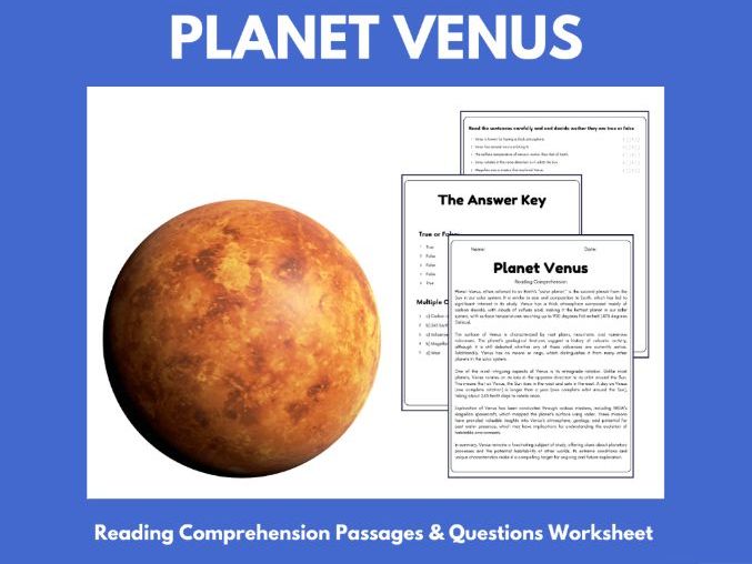 Planet Venus: Reading Comprehension Passages & Questions Worksheets ...