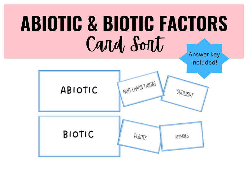 Abiotic and Biotic Factors Card Sort Activity | Teaching Resources