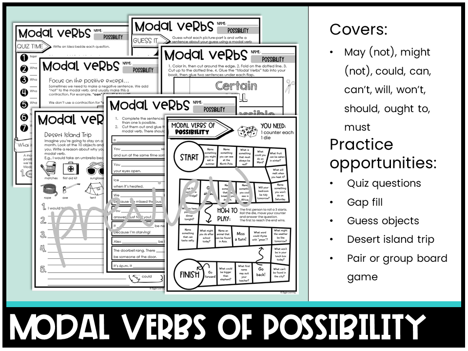 Degrees of Possibility with Adverbs or Modal Verbs Digital and ...