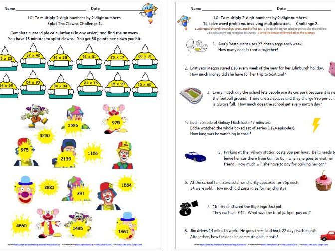 2 Digit By 2 Digit Multiplication Word Problems Worksheets Pdf In The 