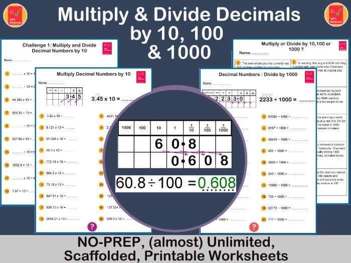 Multiply and Divide Decimals by 10, 100 and 1000 | Teaching Resources