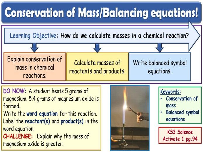 Conservation of Mass KS3 Activate Science | Teaching Resources