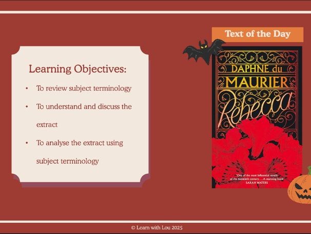 Halloween Resources - Lesson 1 - Rebecca by Daphne du Maurier (Key ...