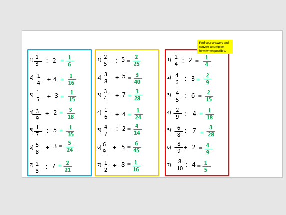 Divide Fractions Year 6 Teaching Resources