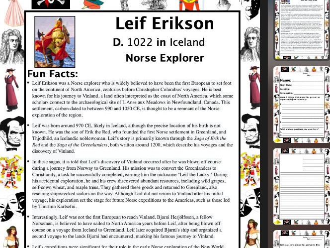 Leif Erikson PACKET & ACTIVITIES, Important Historical Figures Series ...