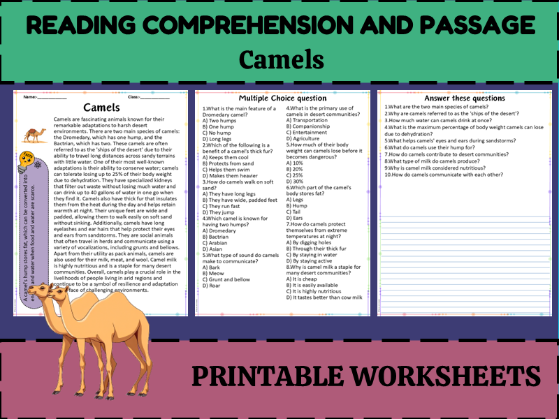 Exploring Camels: Engaging Reading Passage with Interactive Questions ...