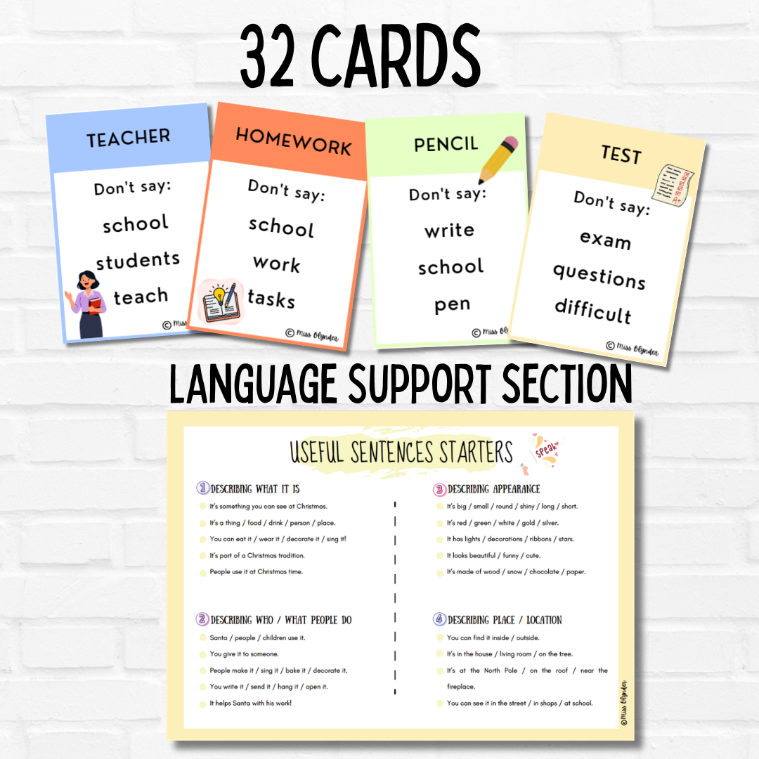 ESL Taboo Game – End of Year Speaking Activity | Fun End of Term Game ...