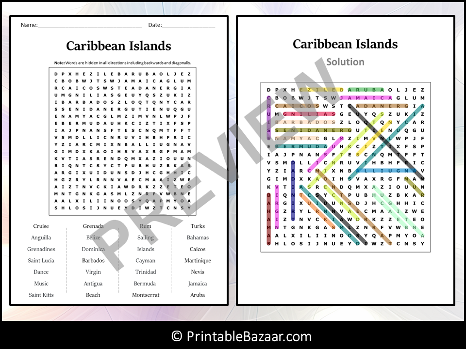 Caribbean Printable Crossword Puzzle