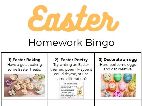 Easter Homework Bingo | Teaching Resources