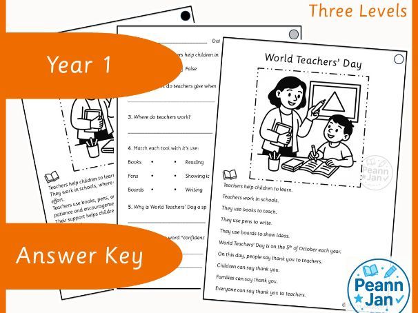 Year 1 Reading Comprehension - World Teachers' Day | Teaching Resources