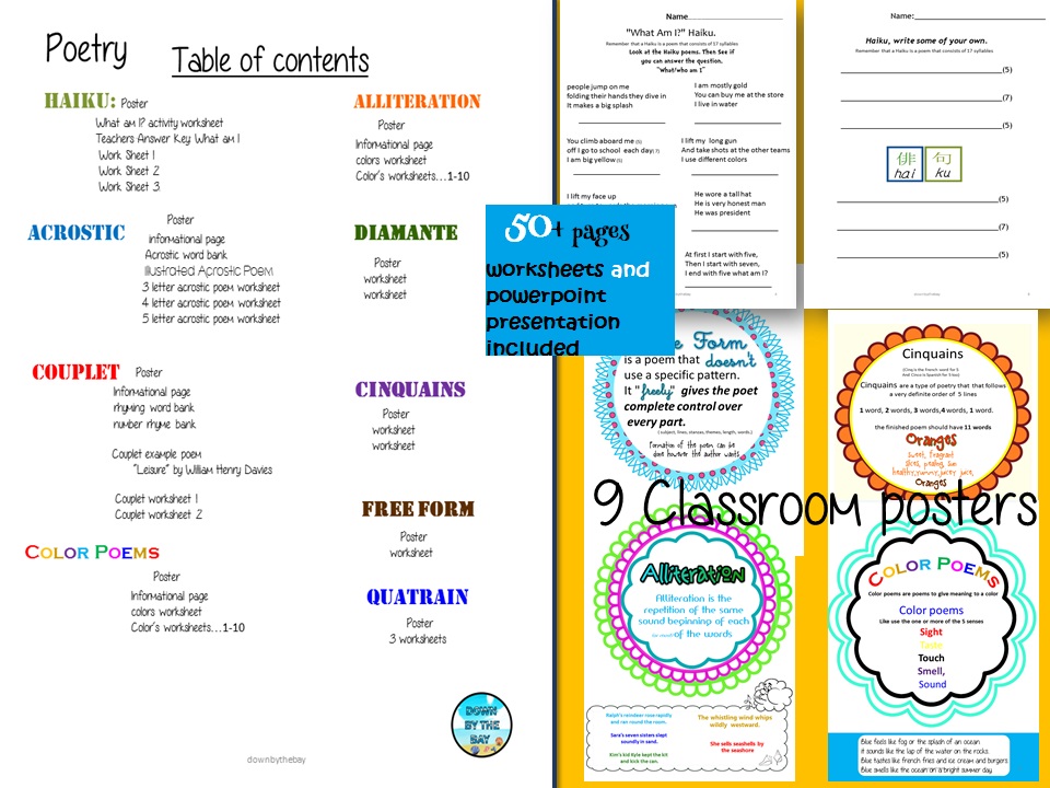Poetry-50+ page workbook and PowerPoint presentation | Teaching Resources