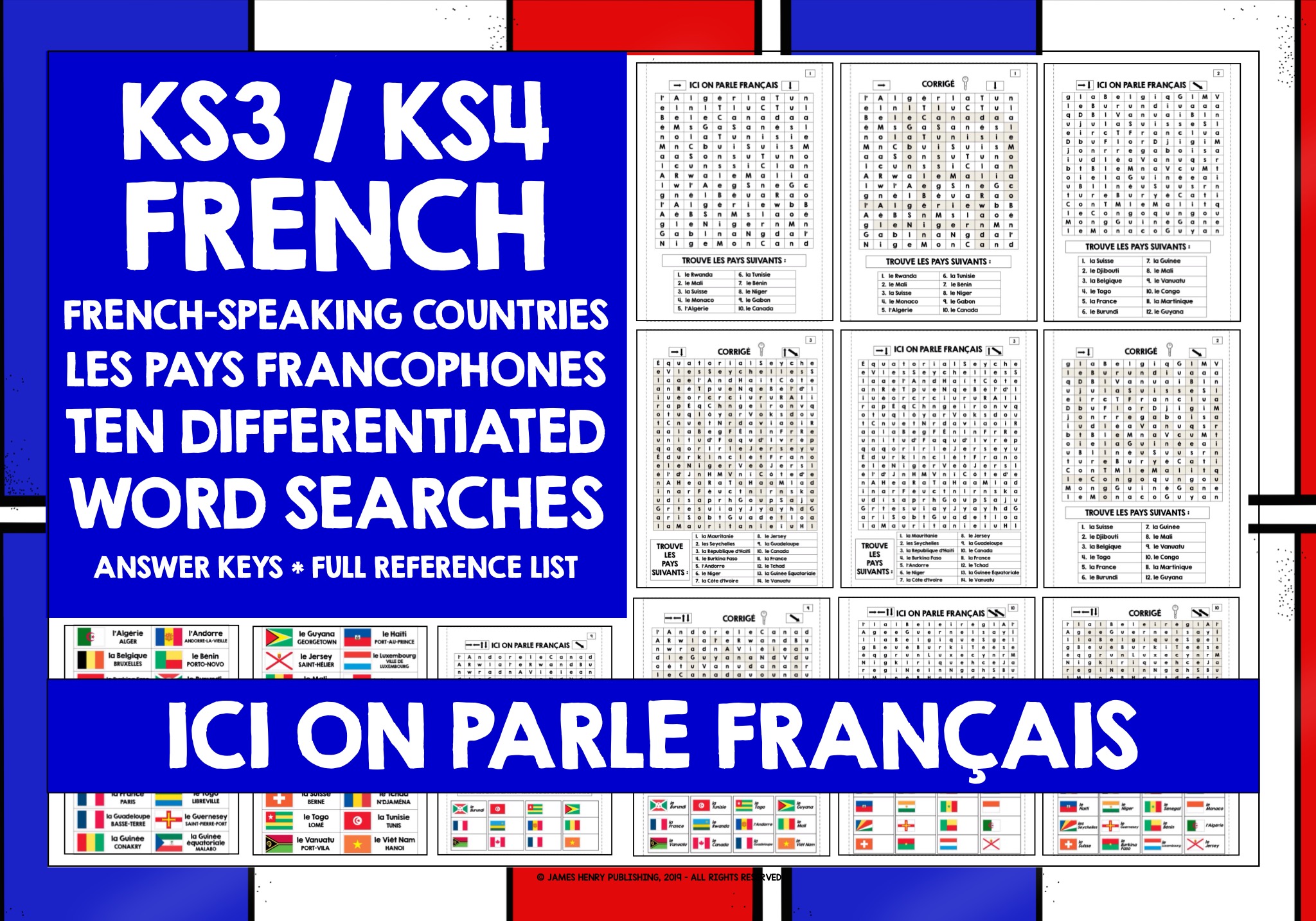 FRENCH-SPEAKING COUNTRIES WORD SEARCHES | Teaching Resources