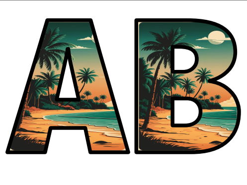 Beach Island Theme Evening Lettering Set Display Title Letters Numbers ...