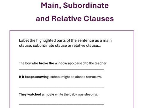 Main, Subordinate and Relative clauses - identifying the clause in the ...