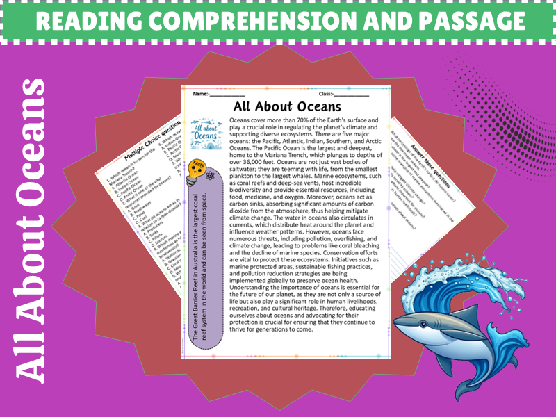 Explore Oceans: Engaging Reading Passage with Interactive Questions ...