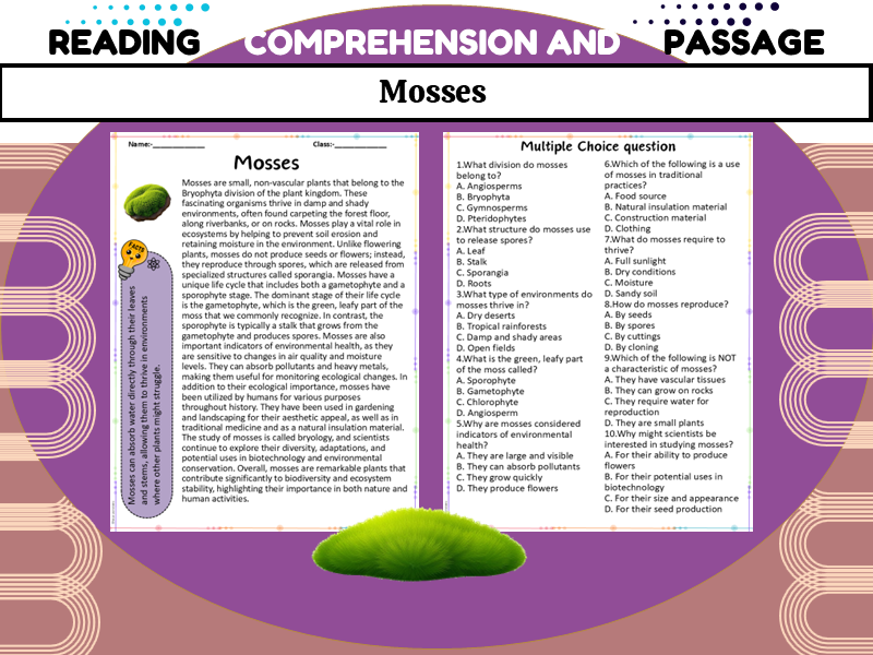 Exploring Mosses: Engaging Reading Passage with Thought-Provoking ...