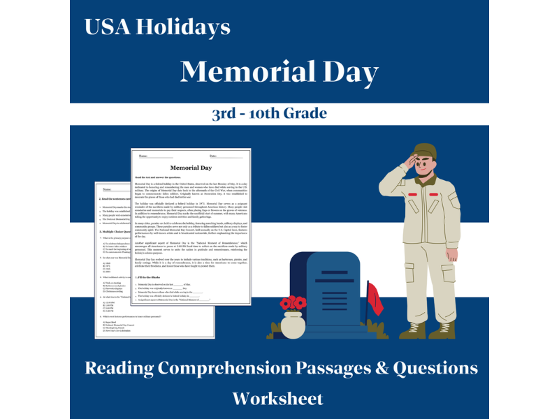 Memorial Day - Historical Event Reading Comprehension Passages ...