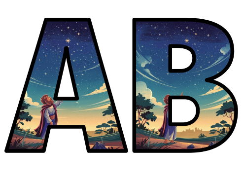 Bible Story Abraham Stars God Above Lettering Set Display Title Letters ...